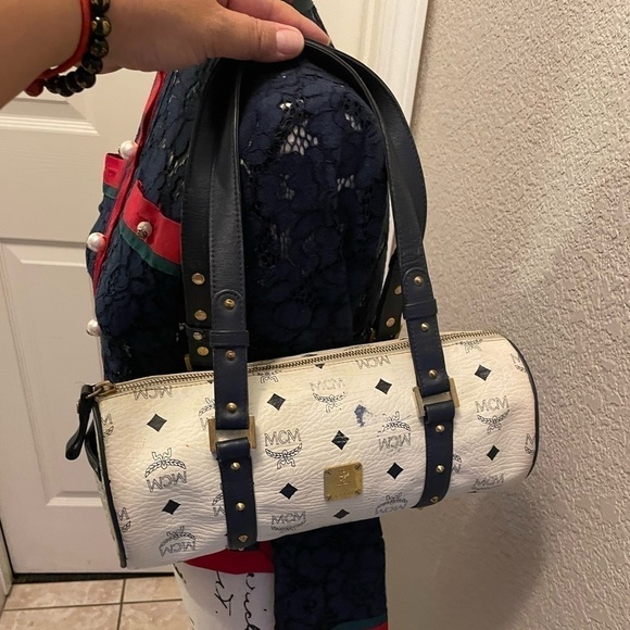 MCM | Bags | Authentic Mcm Barrel Bag In Monogram | Poshmark